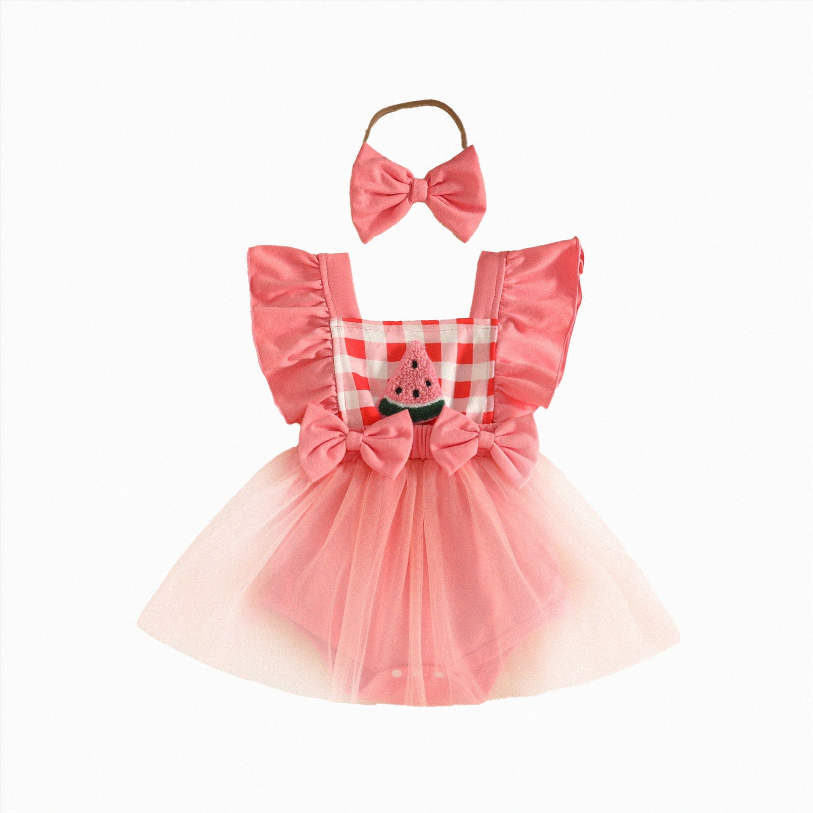 CAICJ98 Baby Girl Clothes Summer Outfit Newborn Strawberry Bow Ruffle ...