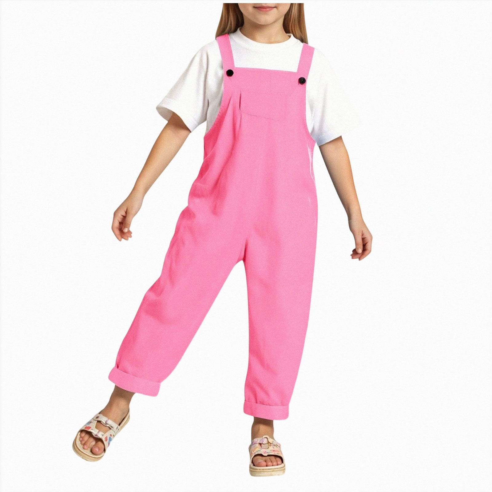 CAICJ98 Cotton Wide Leg Overalls for Girls Loose Fit Casual Bib ...