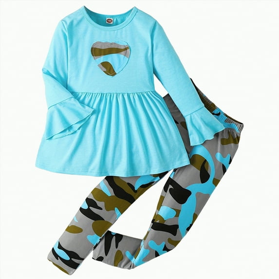 CAICJ98 Girls Clothes Shoulder High Low Hem Long Sleeve Top and Floral ...