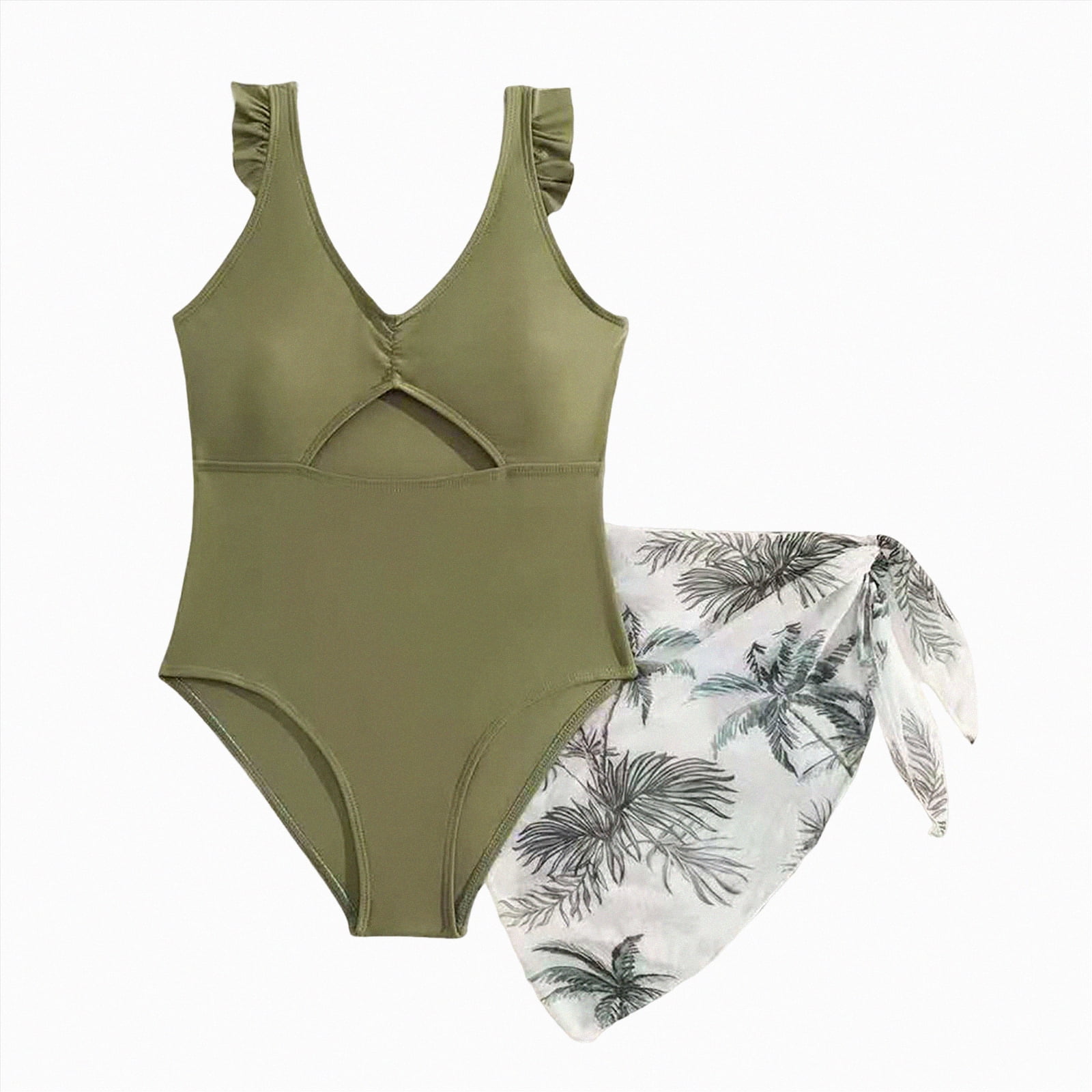 CAICJ98 Girls One Piece Swimsuit Cut Out Ruffle Bathing Suit for Girls ...