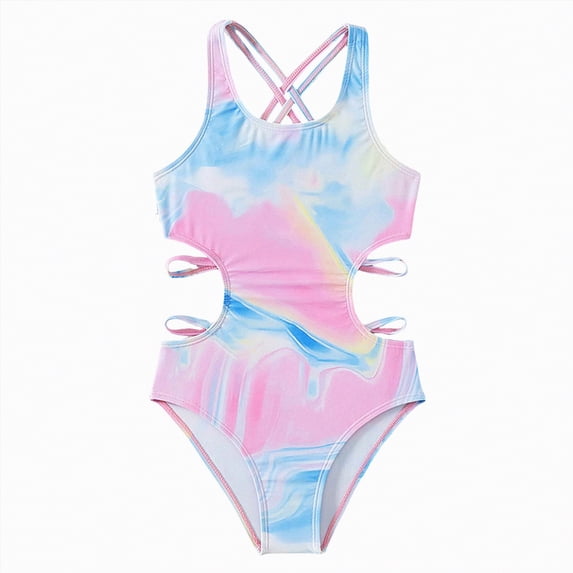 CAICJ98 Girls One Piece Swimsuits Cut Out Spaghetti Straps Bathing Suit ...