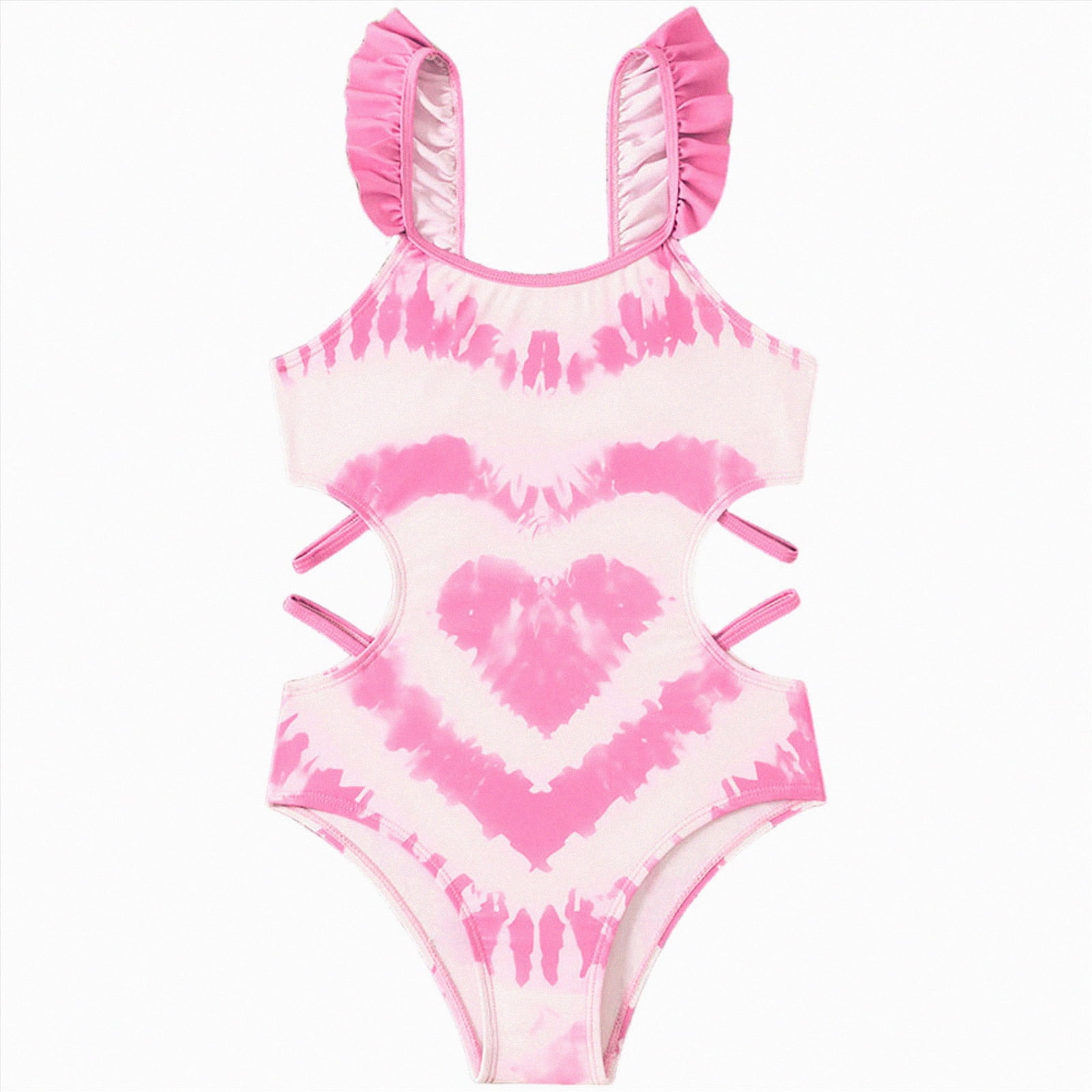 CAICJ98 Girls' One-Piece Swimwear Cute Tie Dye Side Cutout Swimwear ...