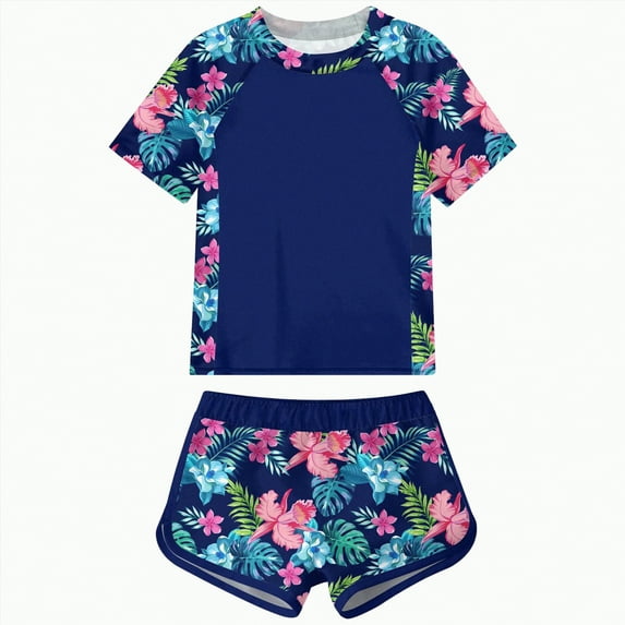 CAICJ98 Girls Rash Guard Swimsuit Kids Toddler 2-Piece Bathing Suit UPF ...