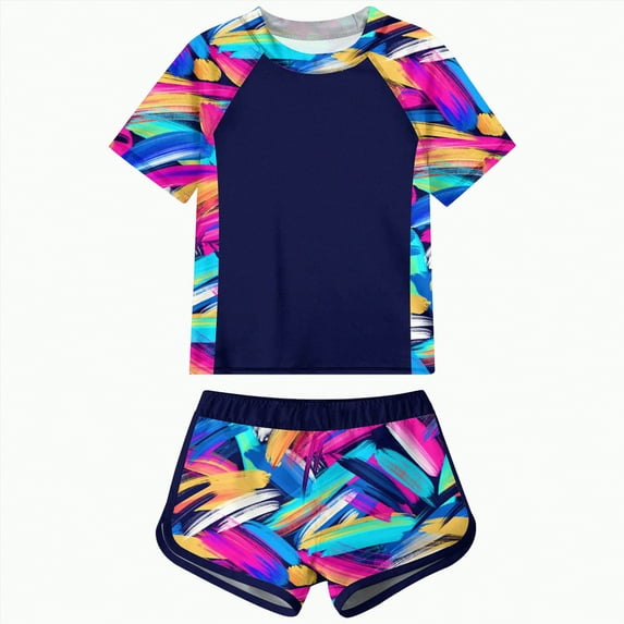 CAICJ98 Girls Rash Guard Swimsuit Toddler Kids 2-Piece Bathing Suit for ...