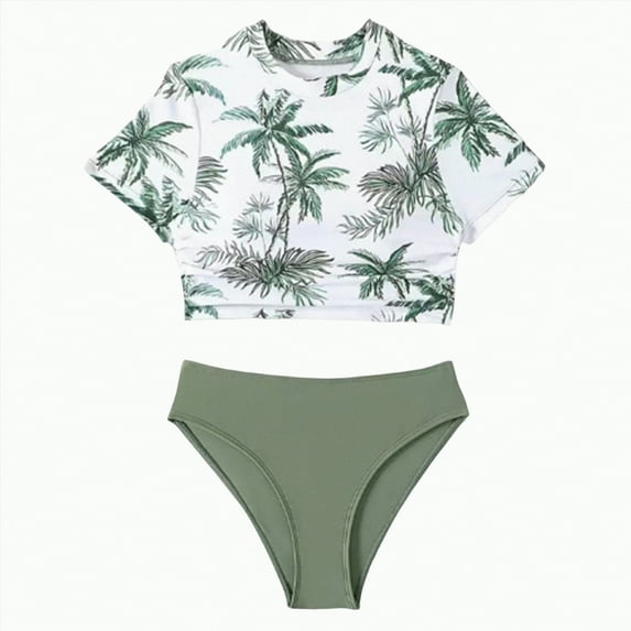 CAICJ98 Girls Rash Guard Swimsuits 2 Piece Short Sleeve Swimsuit and ...