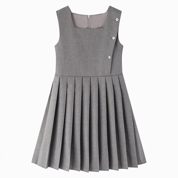 CAICJ98 Girls School Uniform Jumper Dress Solid Soft Sleeveless Crew ...