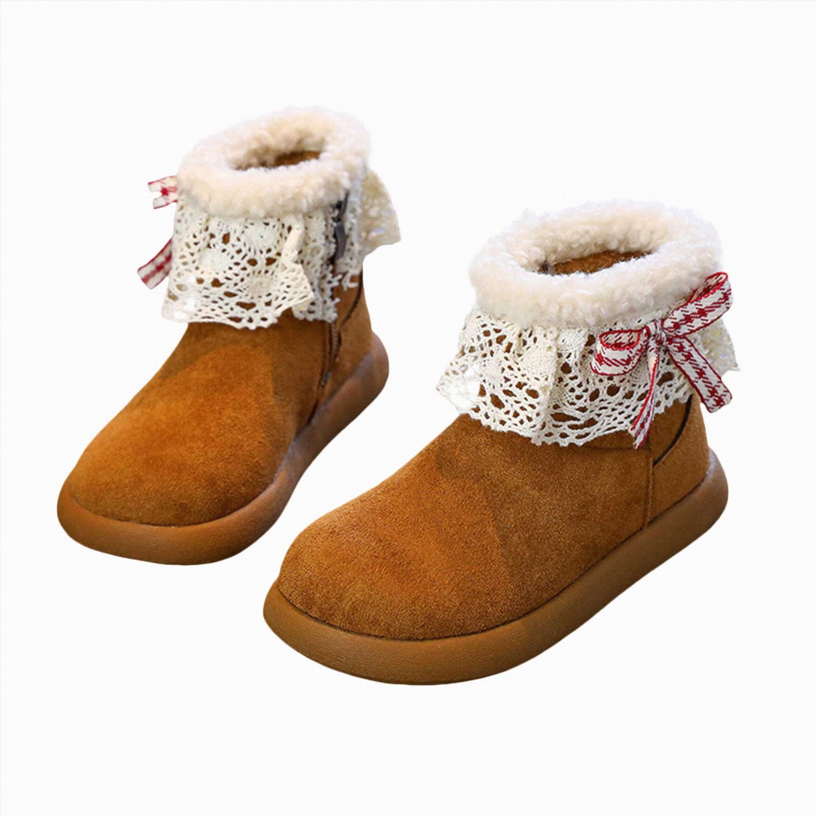 CAICJ98 Girls Snow Boot Shearling Style Boots Warm Flat Non-Slip Zip ...