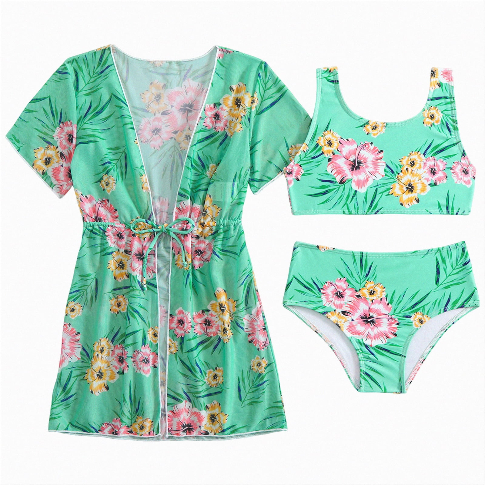CAICJ98 Girls Swimsuit Cover-Up Tie Dye Pattern High Waist Bikini ...
