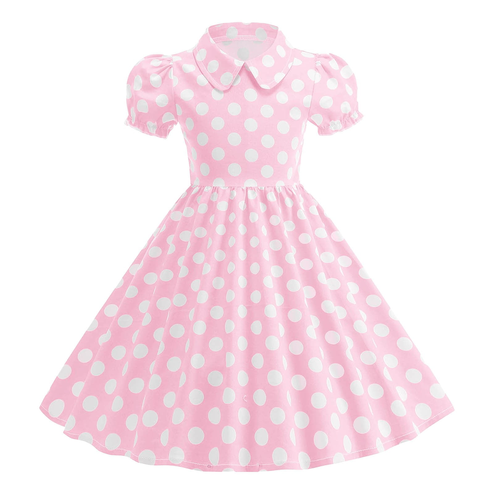 CAICJ98 Girls Vintage Dresses Kids Polka Dot 50's Dress Short Sleeve ...