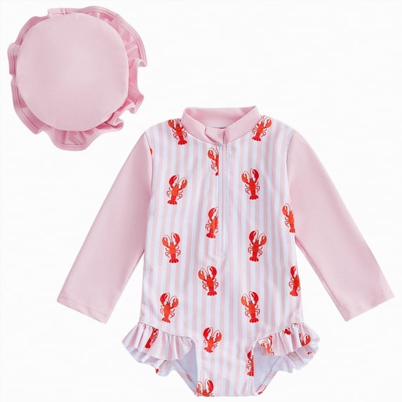 CAICJ98 Infant Baby Swimsuit Girl Long Sleeve UPF 50+ Sun Protection ...
