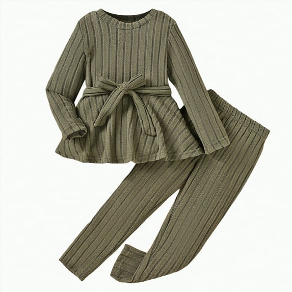 CAICJ98 Kid Toddler Girl Clothes Long Sleeve Knit Top Solid Color Pants ...