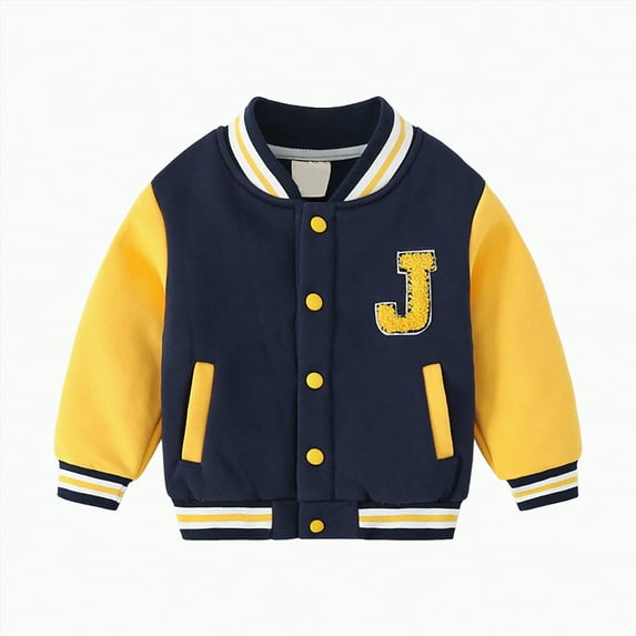 CAICJ98 Kids Baseball Jacket Boys Varsity Letterman Coat Fall Winter ...