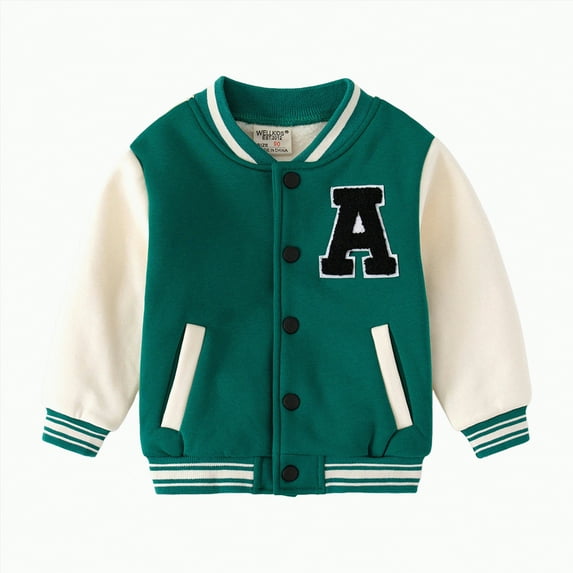 CAICJ98 Kids Baseball Jacket Boys Varsity Letterman Coat Fall Winter ...