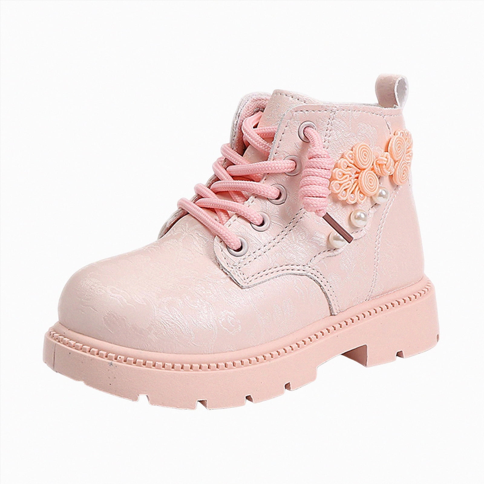 CAICJ98 Kids Combat Boots Girls Glitter Sequin Boots Lace Up Waterproof ...