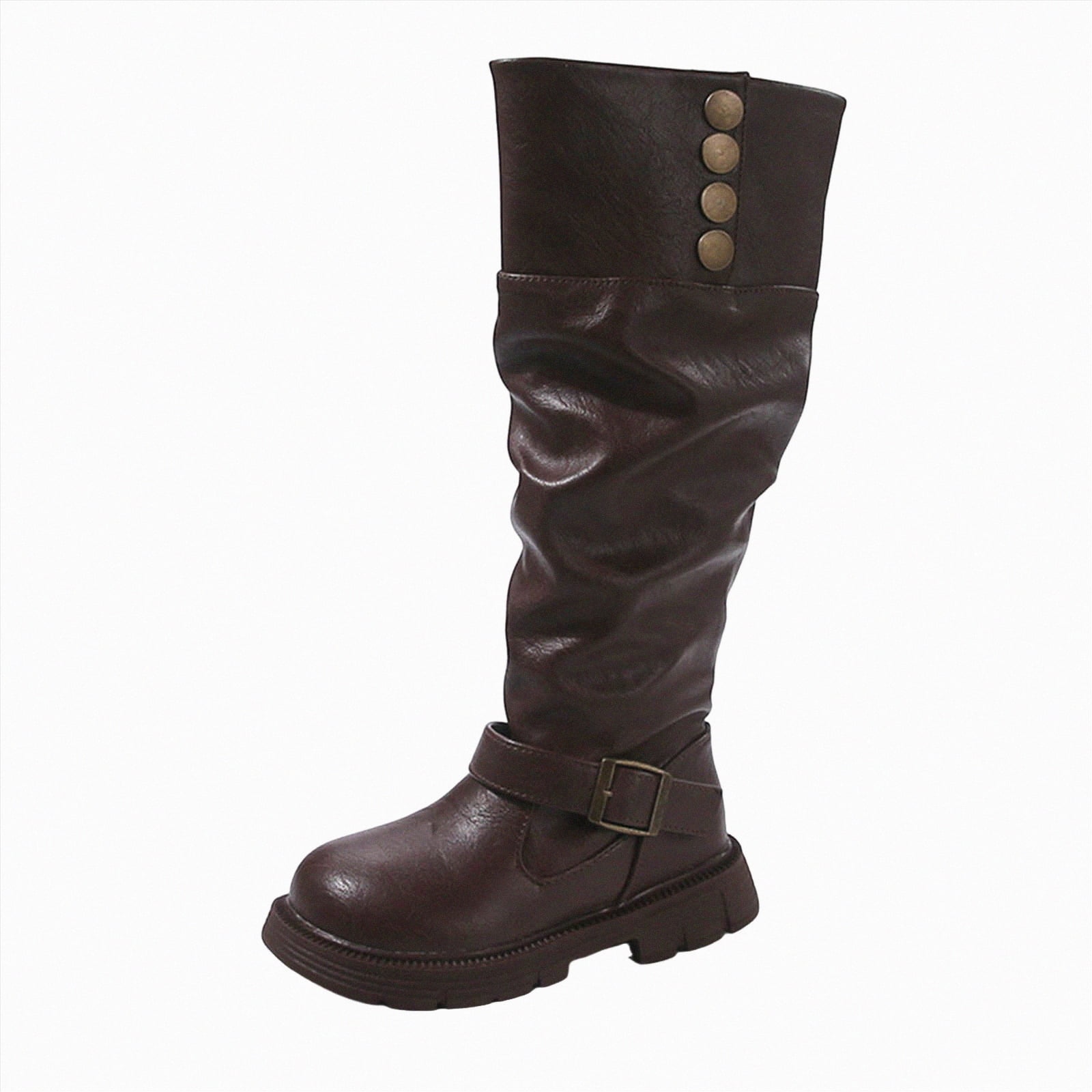 CAICJ98 Kids Knee High Riding Boots Fashion Bowknot Ruffle Trim Side ...