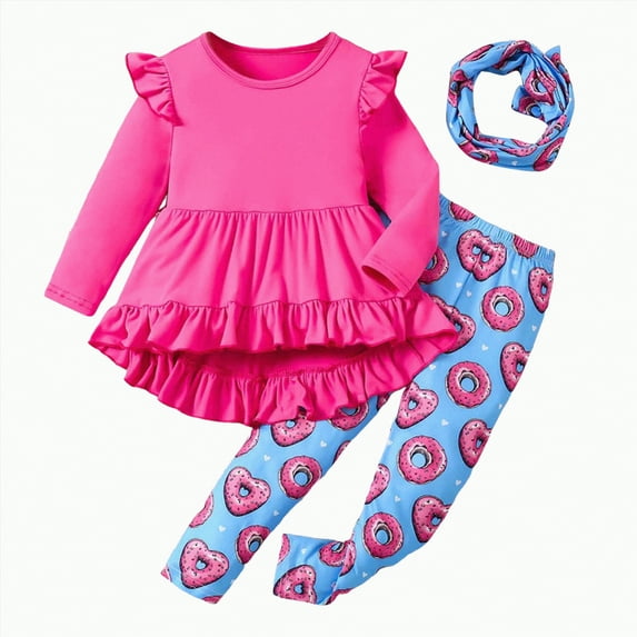 CAICJ98 Kids Toddler Girls Clothing Set Long Sleeve Ruffle Top＋Floral ...