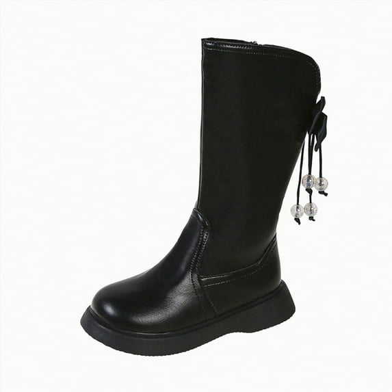 CAICJ98 Knee High Riding Boots for Girls Fashion Bowknot Ruffle Trim ...