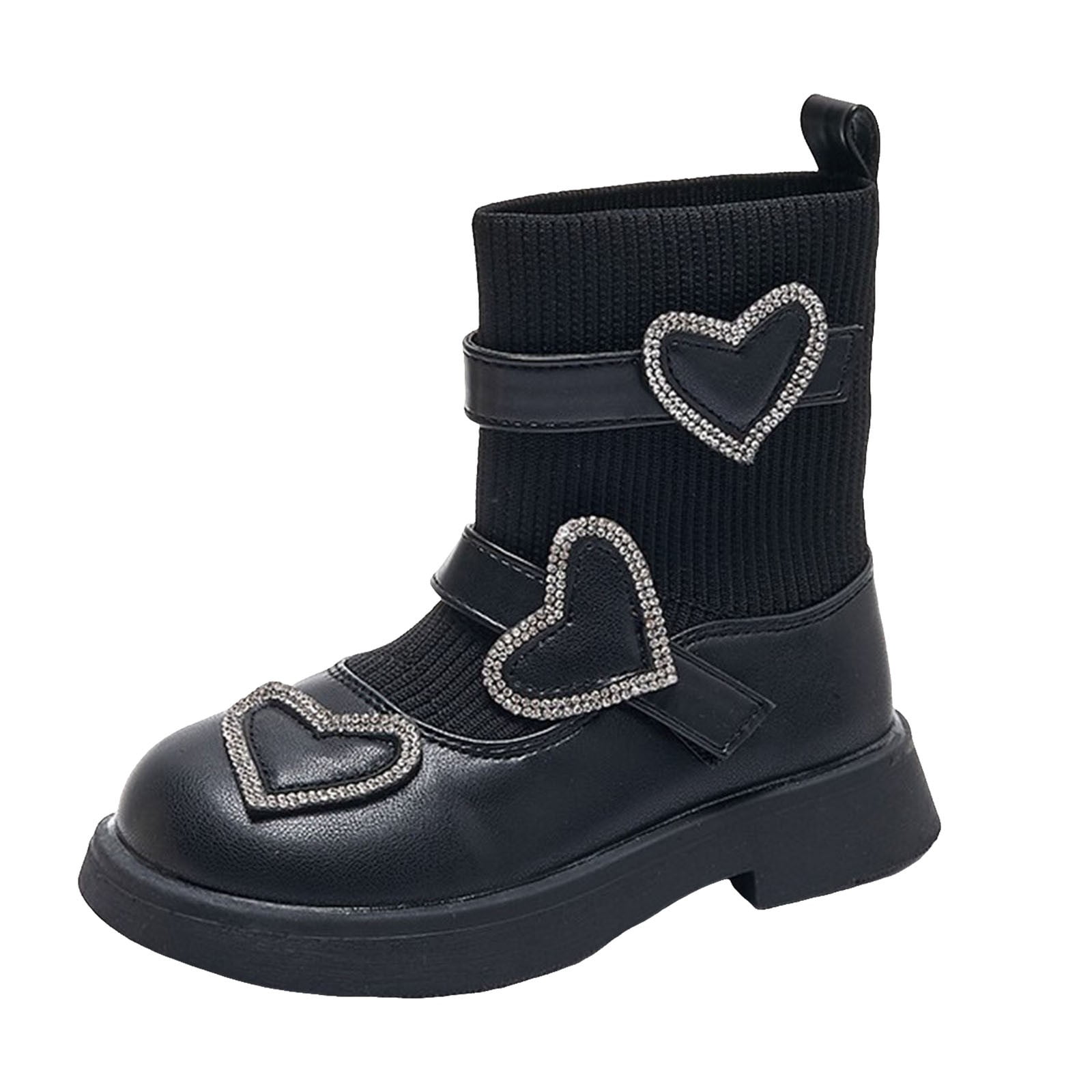 CAICJ98 Little Girls Boots Kids Lace Up Waterproof Combat Glitter Shoes ...