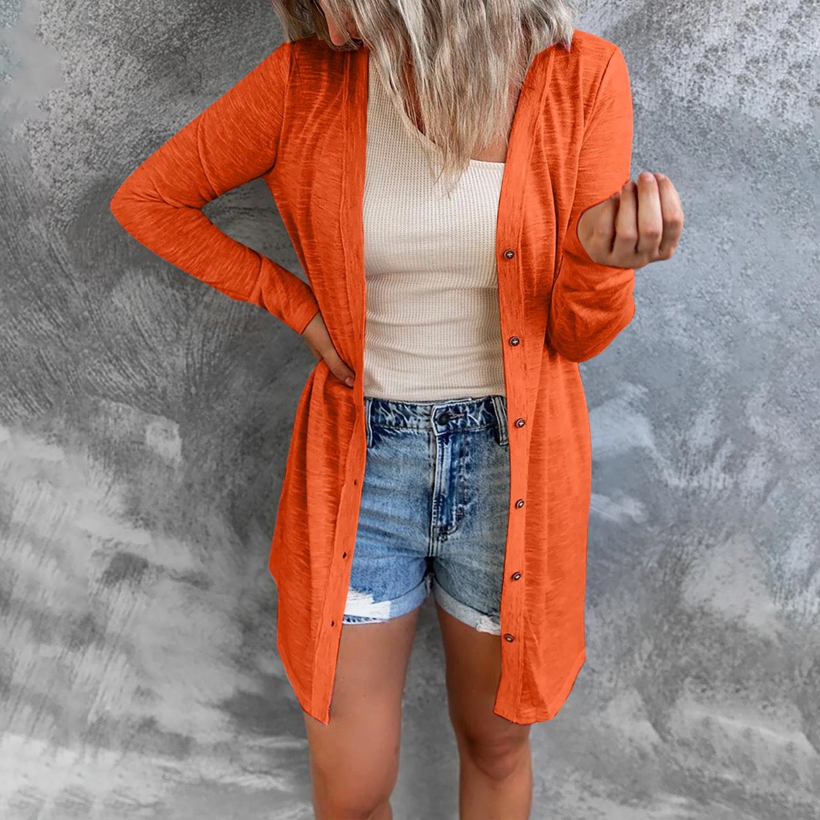 Plus Size Orange Cardigan