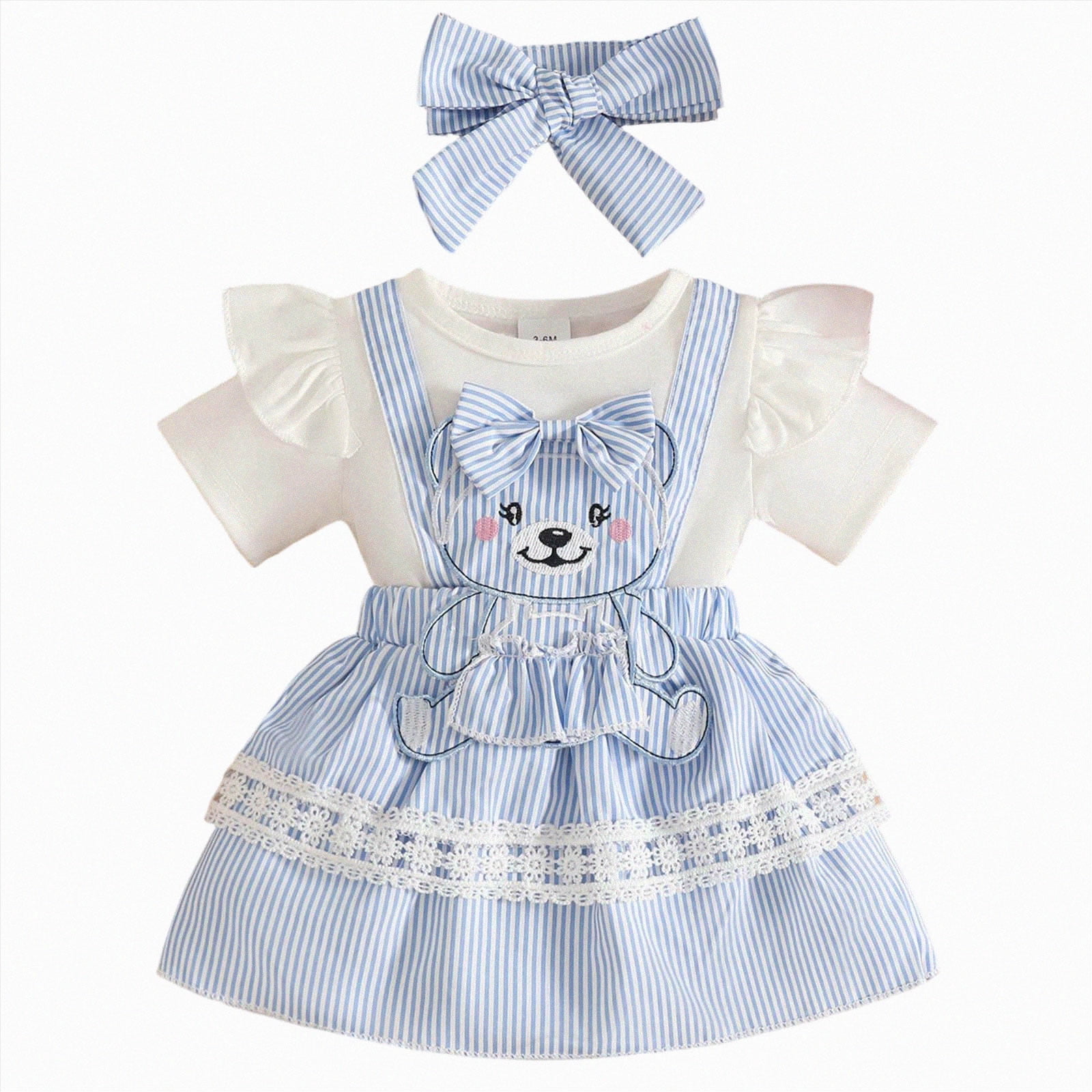 CAICJ98 Newborn Baby Girl Clothes Cute Bear Ribbed Short Sleeve Romper ...