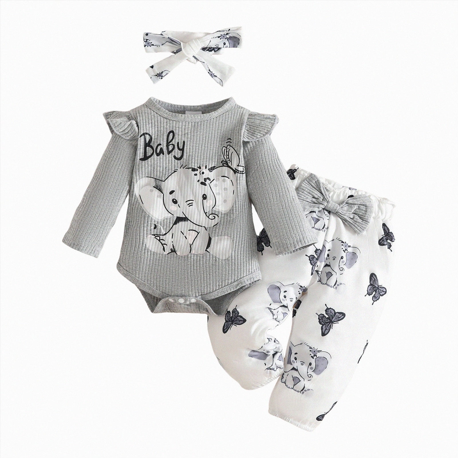 CAICJ98 Newborn Baby Girl Fall Winter Outfits Cute Ruffle Long Sleeve ...