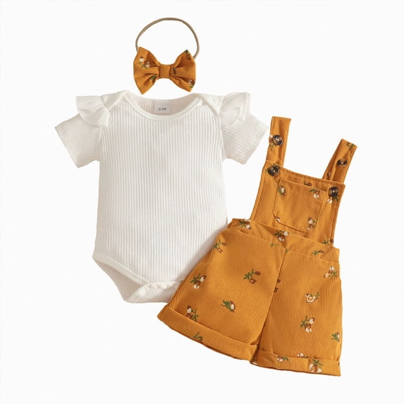 CAICJ98 Newborn Baby Girl Summer Clothes Ribbed Ruffle Short Sleeve ...