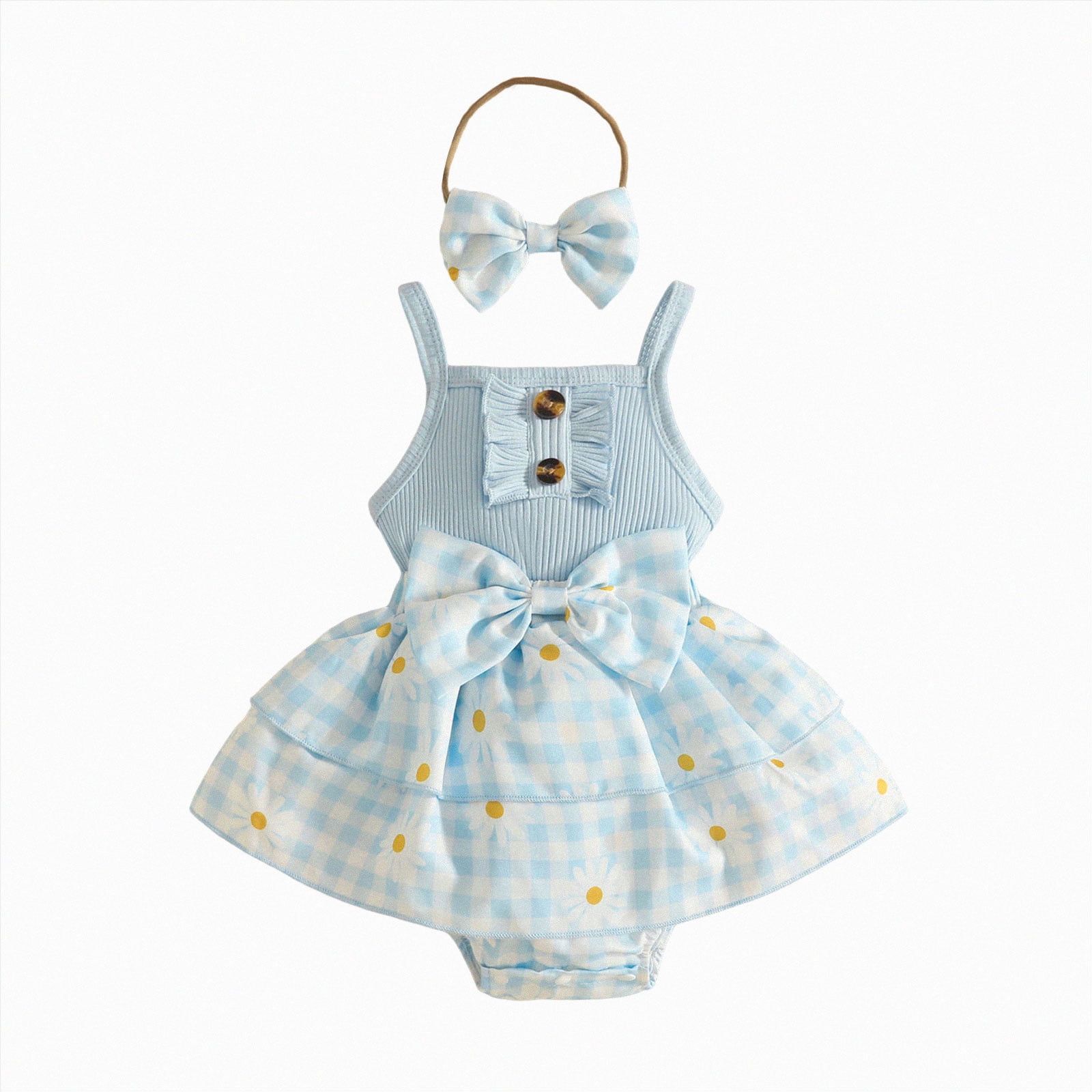 CAICJ98 Newborn Baby Girl Summer Clothes Short Sleeve Bubble Romper Bow ...