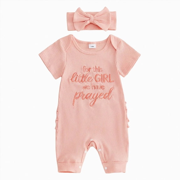 CAICJ98 Newborn Baby Girl Summer Outfit Romper Letter Embroidery Short ...
