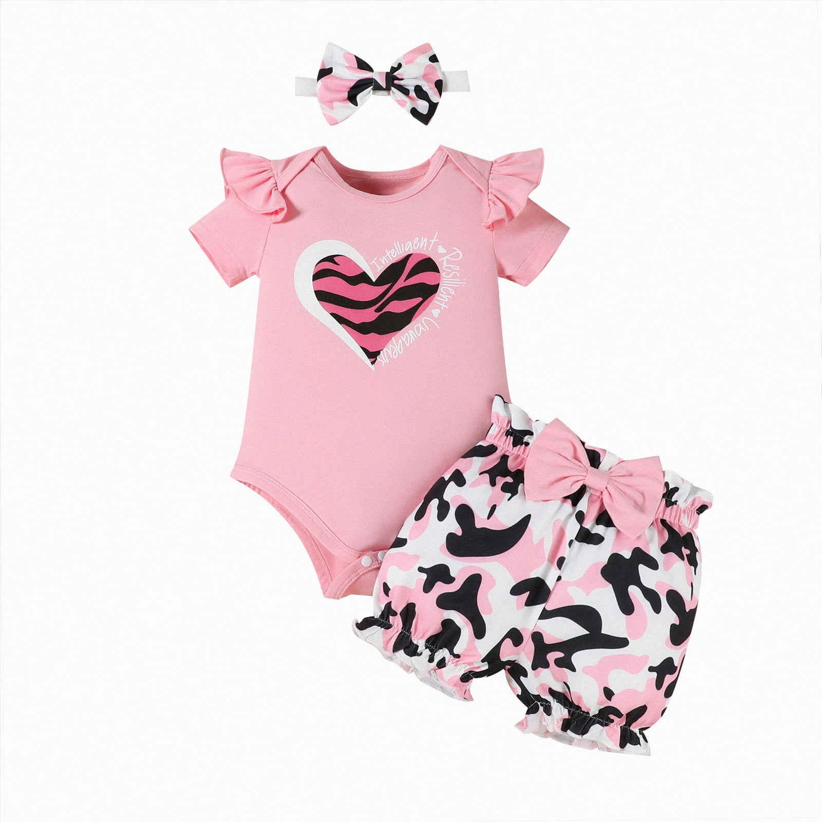 CAICJ98 Newborn Baby Girls Clothes Summer Outfits Heart Print Short ...