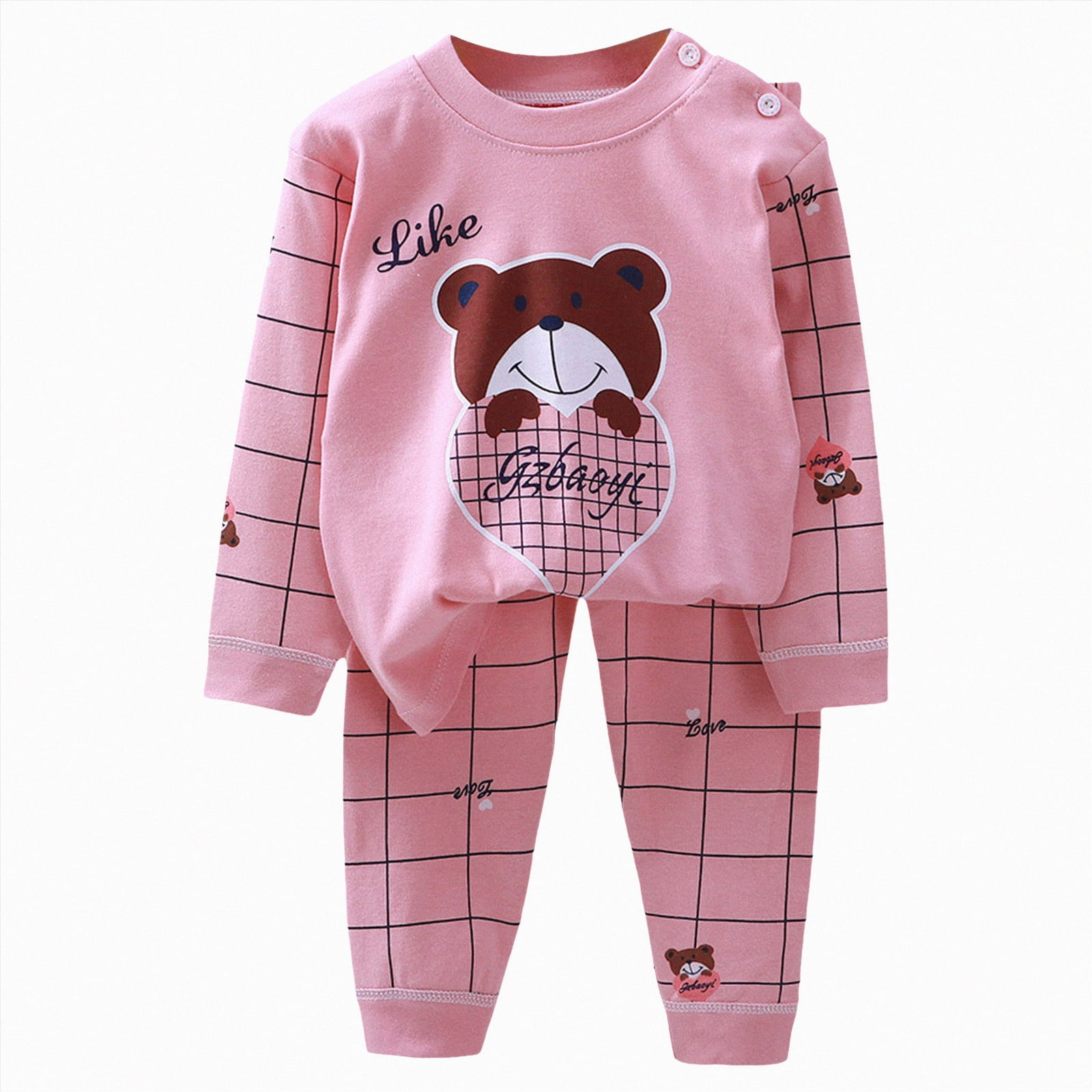 CAICJ98 Outfit Girl Toddler Kids Baby Boys Girls Pajamas Cartoon Cute Print Long Sleeve Top ...