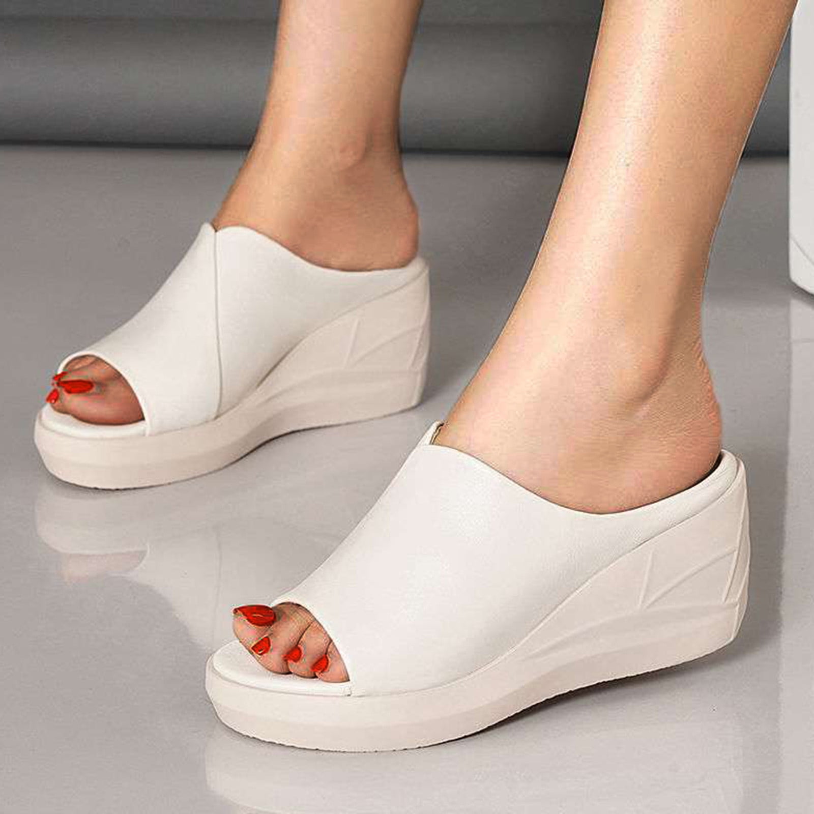 CAICJ98 Platform Sandals Women Flip Flops for Summer Rhinestone Bohemian Sandals with Arch ...