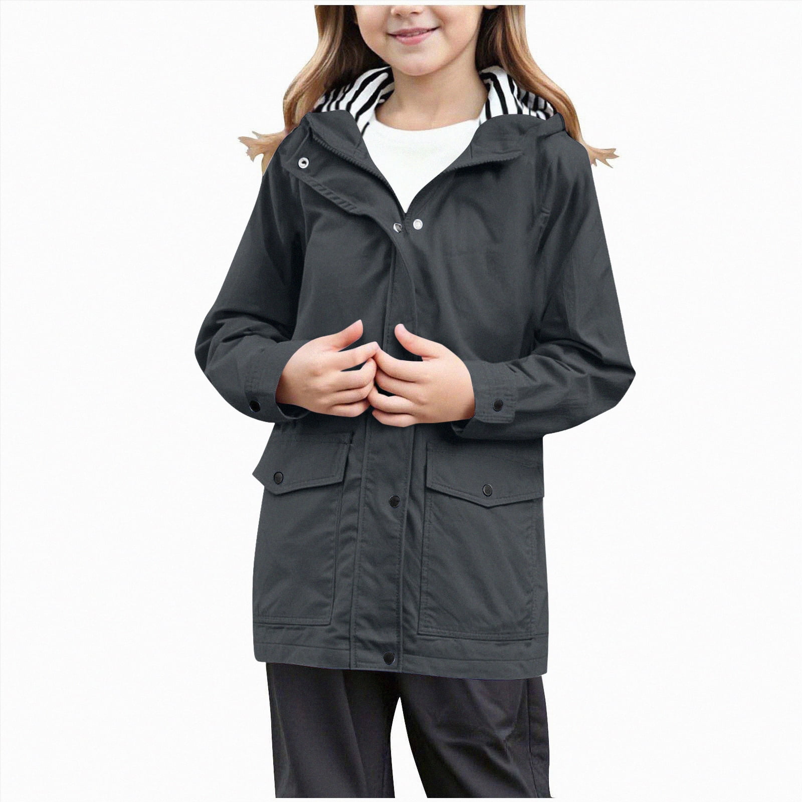 CAICJ98 Rain Jacket for Tween Girls Waterproof Hooded Raincoats Full ...