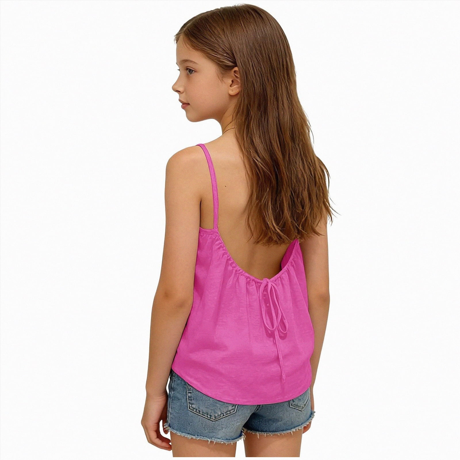 CAICJ98 Tank Top Girls Backless Flowy Summer Beach Shirts Kids Loose ...