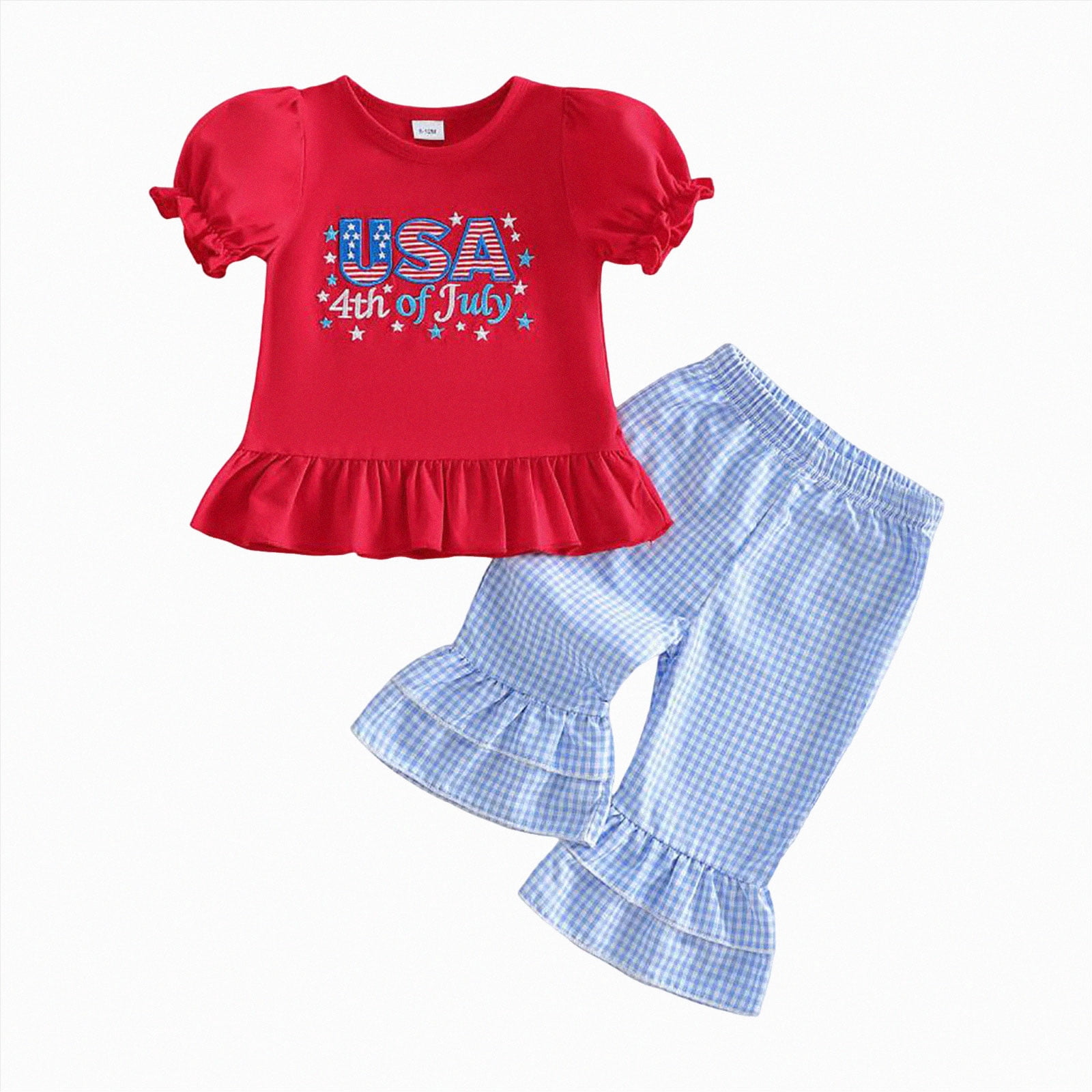 CAICJ98 Toddler Baby Girl 4th of July Outfit American Flag Embroidery ...