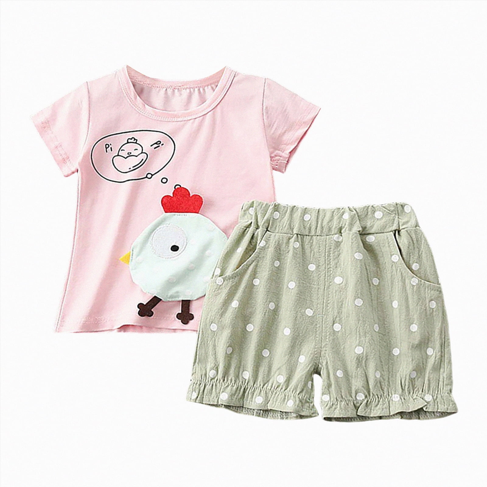 CAICJ98 Toddler Baby Girl Clothes Short Sleeve T-Shirt Tops + Shorts ...