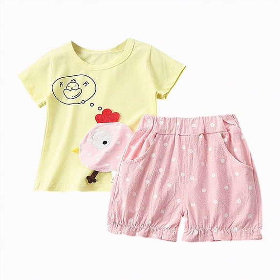 CAICJ98 Toddler Baby Girl Clothes Short Sleeve T-Shirt Tops + Shorts ...