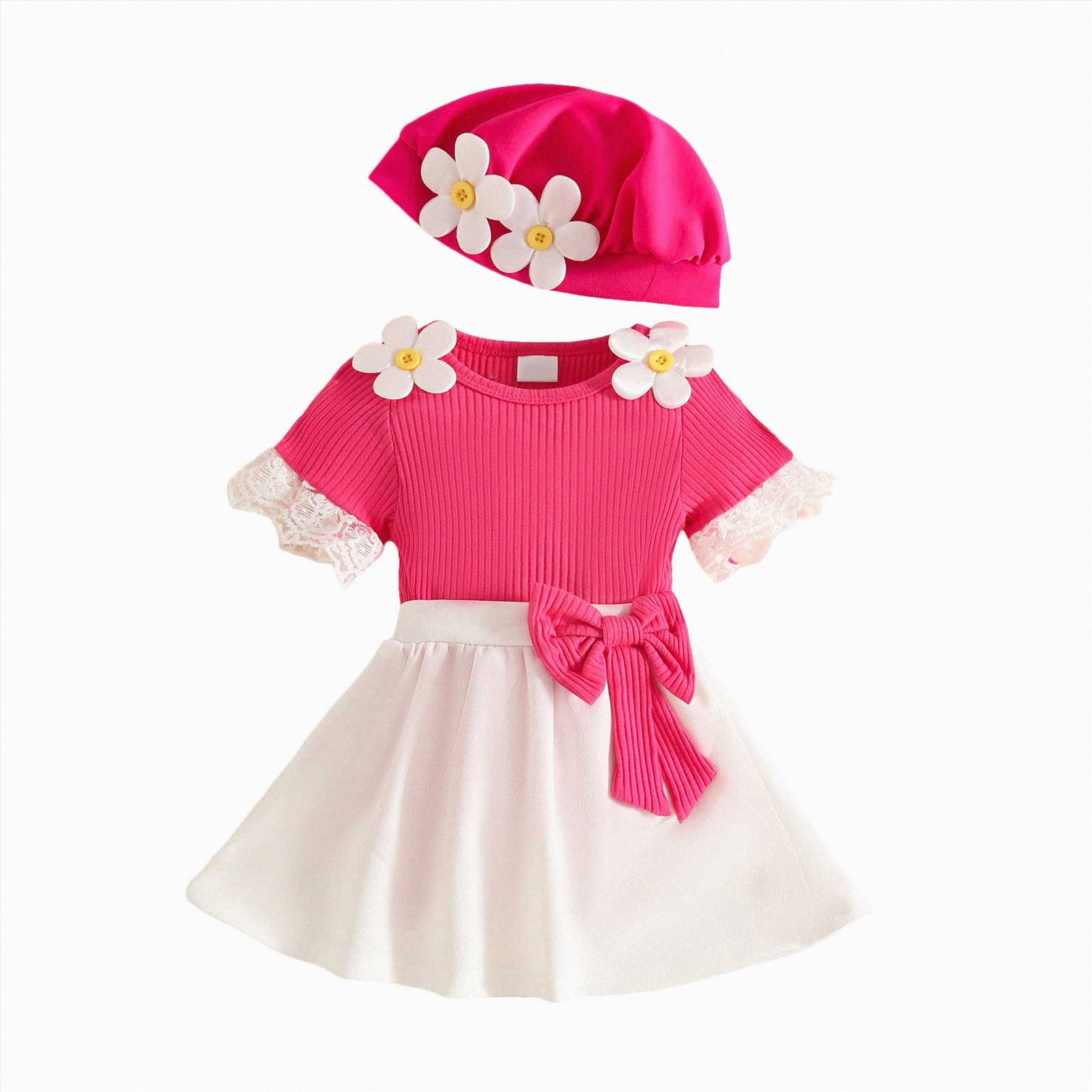 CAICJ98 Toddler Baby Girl Summer Clothes Skirt Set Crew Neck Ribbed ...