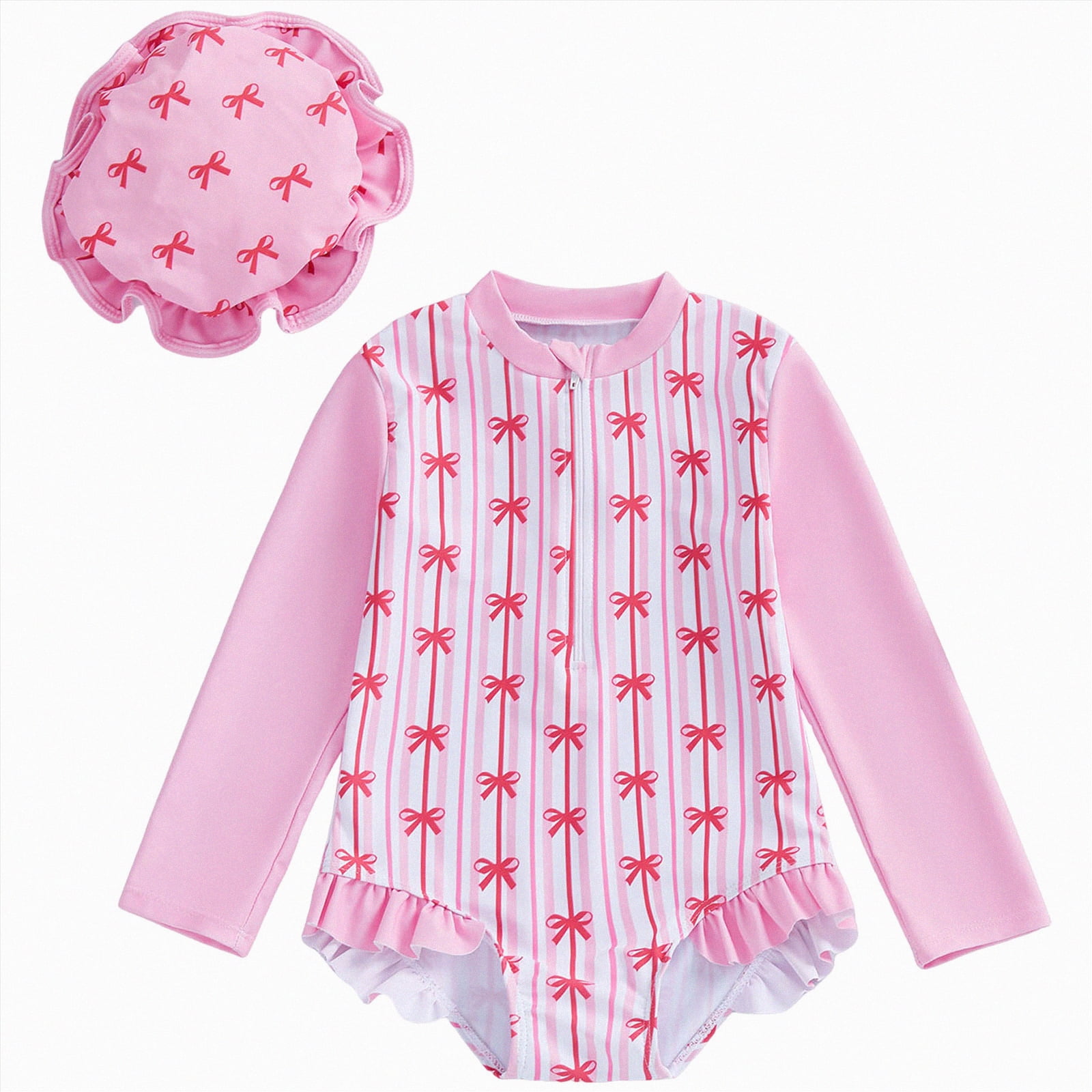 CAICJ98 Toddler Baby Girl Swimsuit Long Sleeve One Piece Rash Guard ...