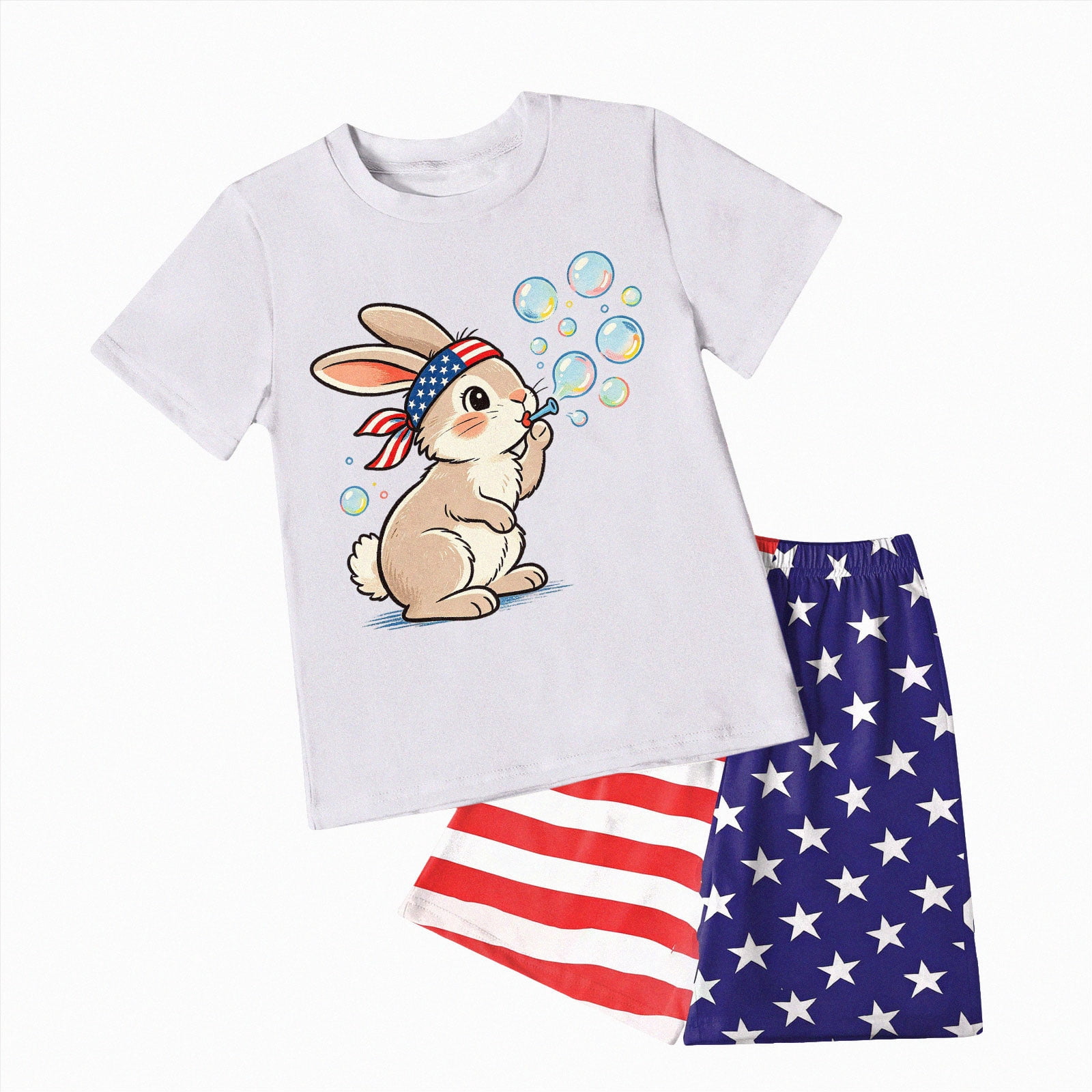 CAICJ98 Toddler Boy Outfit American Flag T-Shirt and Gingham Stars ...