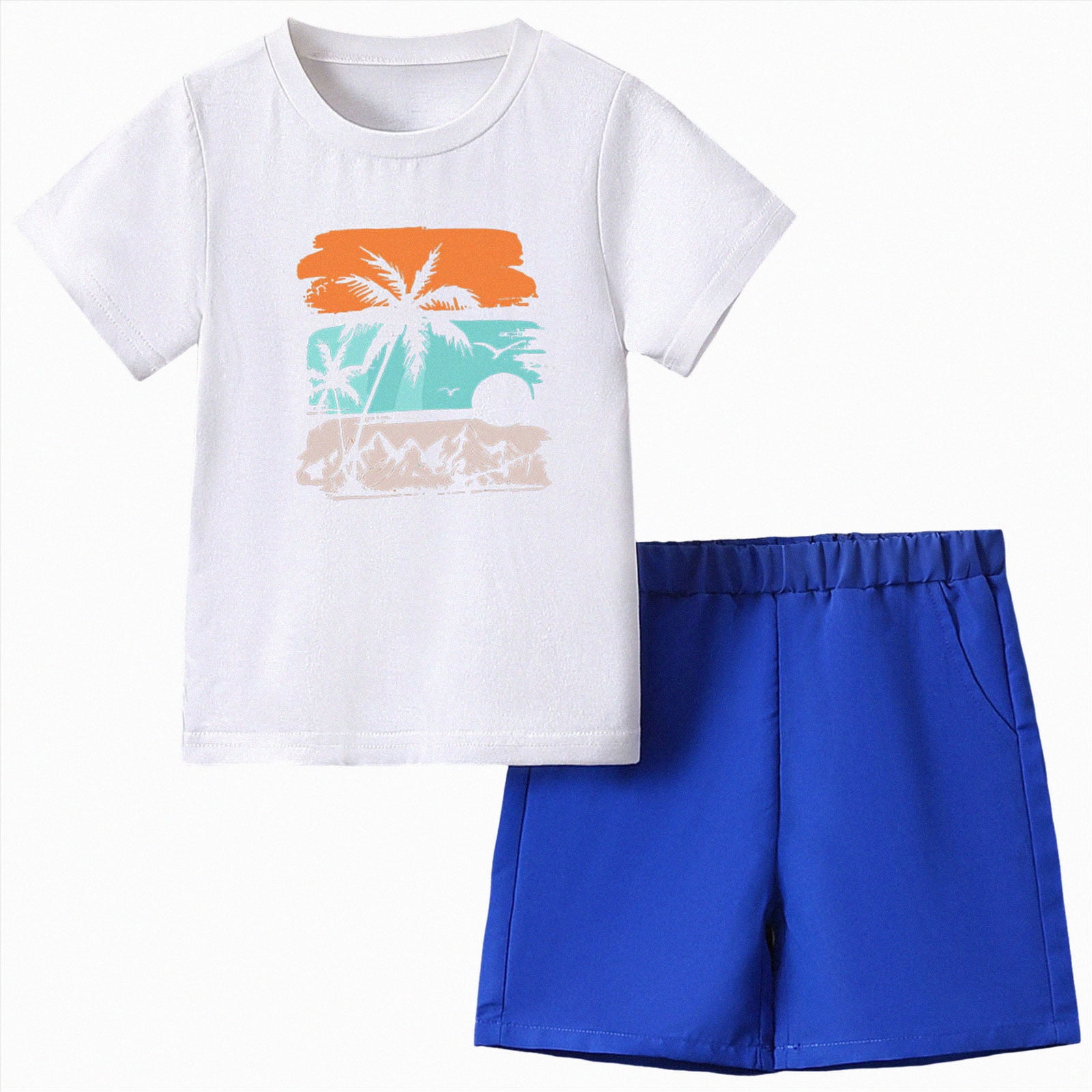 CAICJ98 Toddler Boys Clothes Boys' 2-Piece Cotton Outfit Color Block T ...
