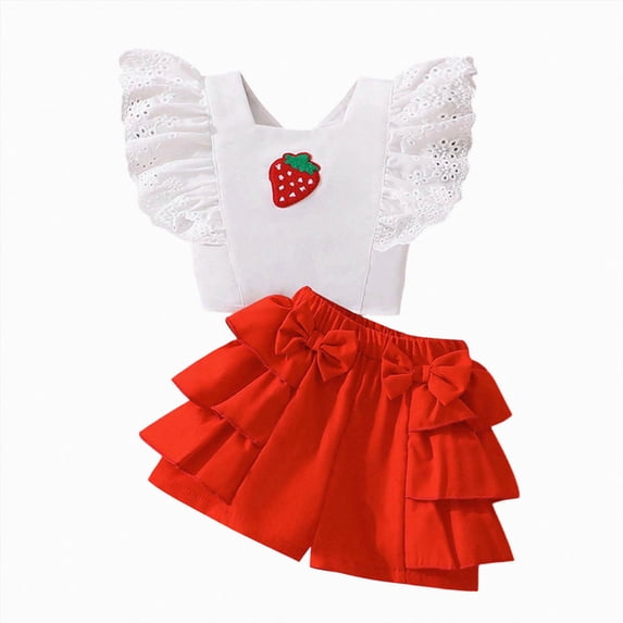 CAICJ98 Toddler Girl Clothes Summer T-shirt Layered Ruffles Shorts Set ...