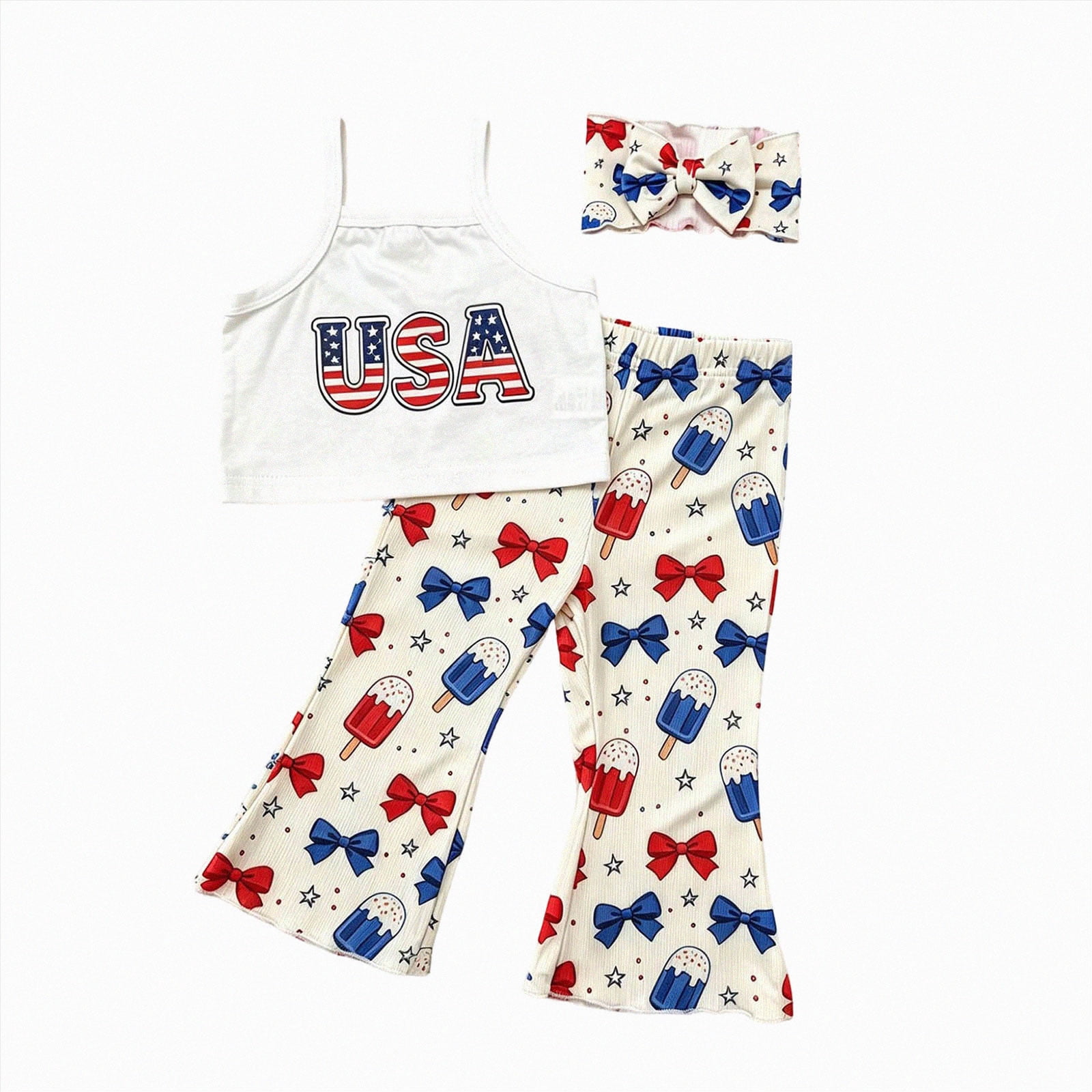 CAICJ98 Toddler Girls 4th of July Outfits USA Flag Stripes Sleeveless ...