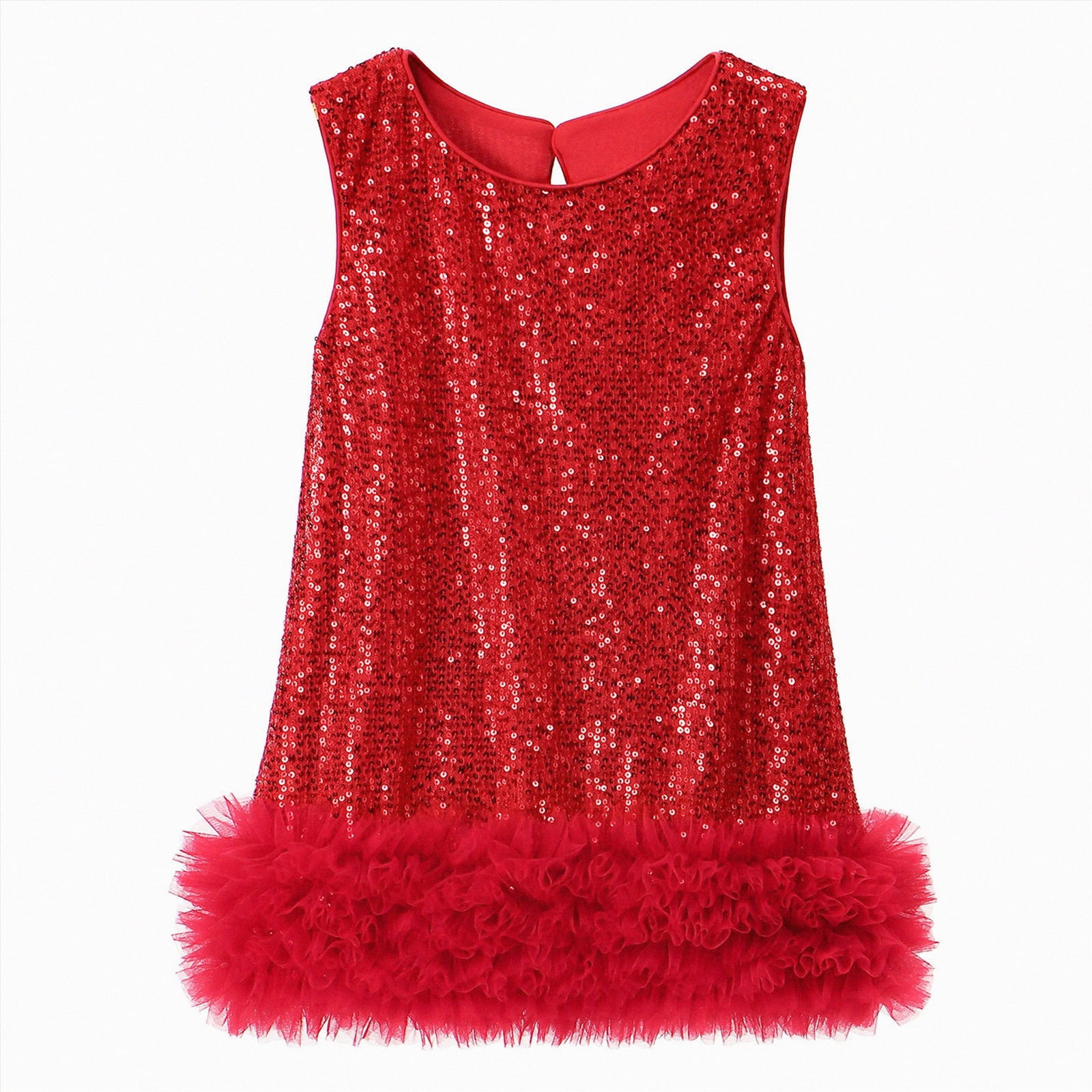 CAICJ98 Toddler Girls Sequin Dress A-Line Sparkly Sleeveless Wedding ...