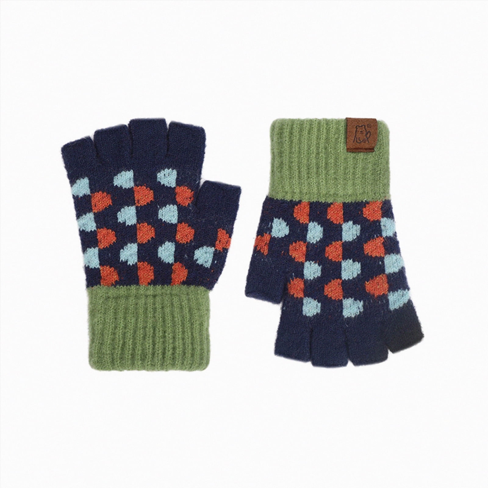 CAICJ98 Toddler Kids Winter Wool Knit Fingerless Gloves Print Cold ...