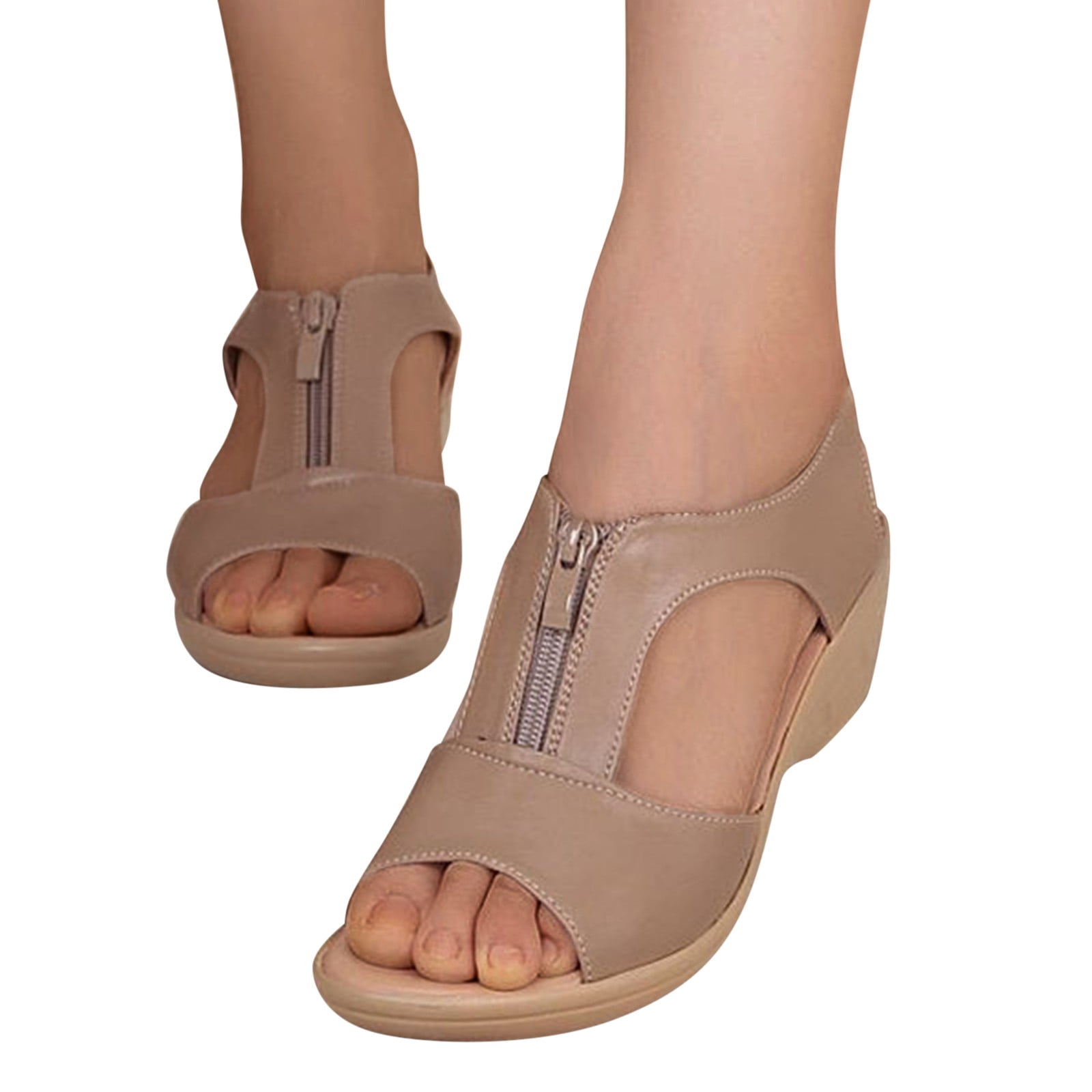 CAICJ98 Wedge Sandals for Women Women Slip On Sandals Flowers Leather ...