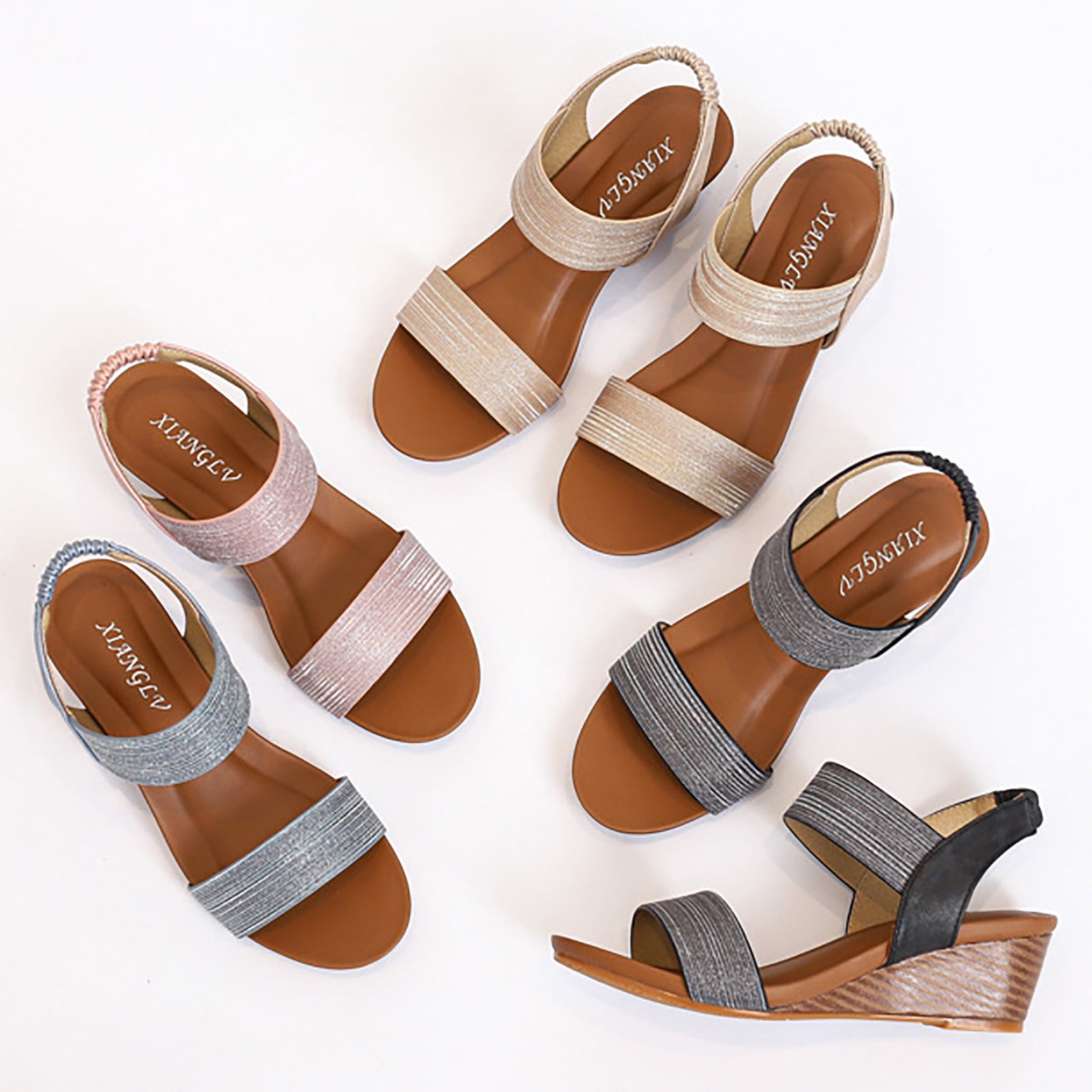 CAICJ98 Wedge Sandals for Women Womens Ankle Strap Platform Sandals ...