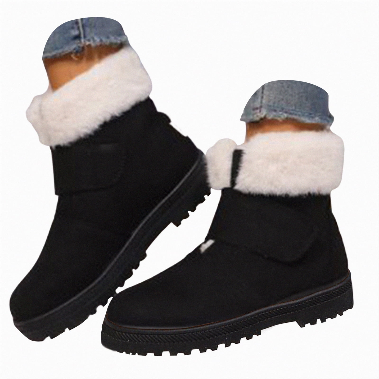 CAICJ98 Woman Snow Boots Suede Mini Boots Warm Fuzzy Lined Ankle Boots ...