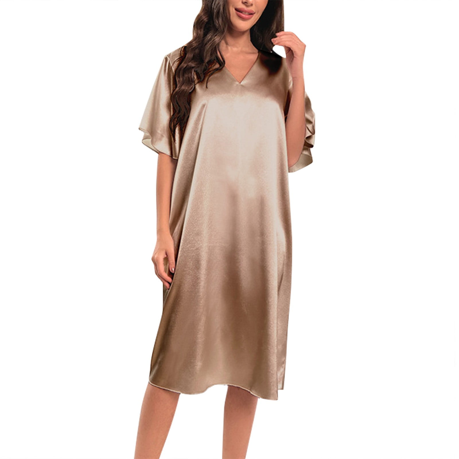 CAICJ98 Womens Pajamas Women Long Lightweight Silk Solid Color Loose ...