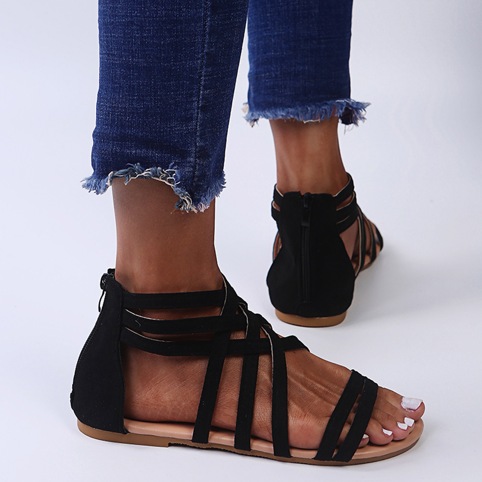 CAICJ98 Womens Shoes Topic Open Toe Buckle Ankle Strap Espadrilles ...