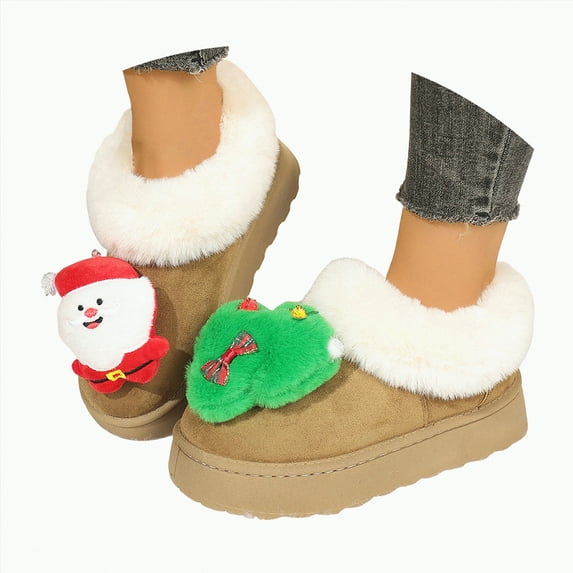 CAICJ98 Womens Winter Boots Christmas Mini Ankle Boots Platform Suede ...